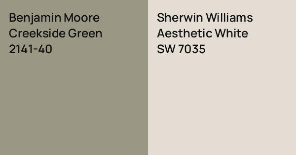 Benjamin Moore Creekside Green vs. Sherwin Williams Aesthetic White ...