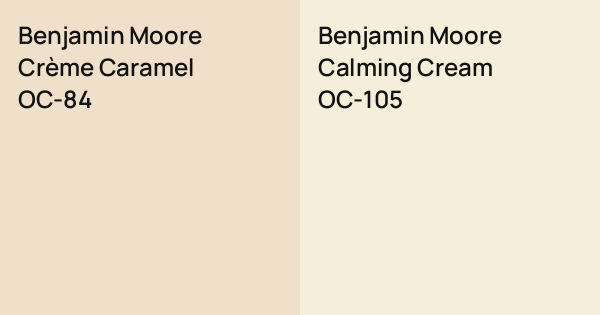 Benjamin Moore Crème Caramel vs. Benjamin Moore Calming Cream comparison