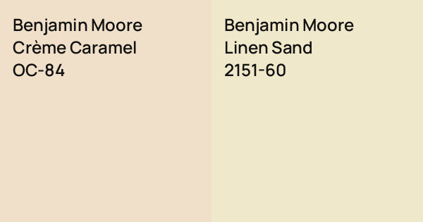 Benjamin Moore Crème Caramel vs. Benjamin Moore Linen Sand comparison