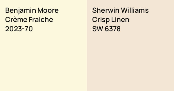 Benjamin Moore Crème Fraiche vs. Sherwin Williams Crisp Linen comparison