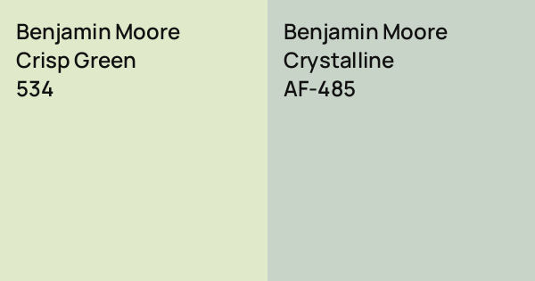 Benjamin Moore Crisp Green vs. Benjamin Moore Crystalline comparison