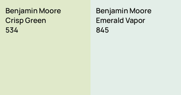 Benjamin Moore Crisp Green vs. Benjamin Moore Emerald Vapor comparison