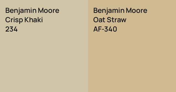 Benjamin Moore Crisp Khaki vs. Benjamin Moore Oat Straw comparison