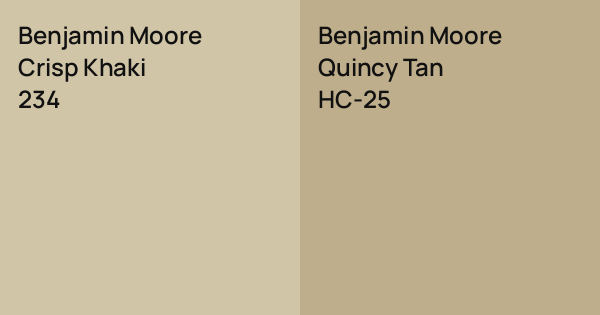 Benjamin Moore Crisp Khaki vs. Benjamin Moore Quincy Tan comparison