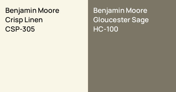 Benjamin Moore Crisp Linen vs. Benjamin Moore Gloucester Sage comparison