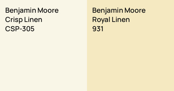 Benjamin Moore Crisp Linen vs. Benjamin Moore Royal Linen comparison