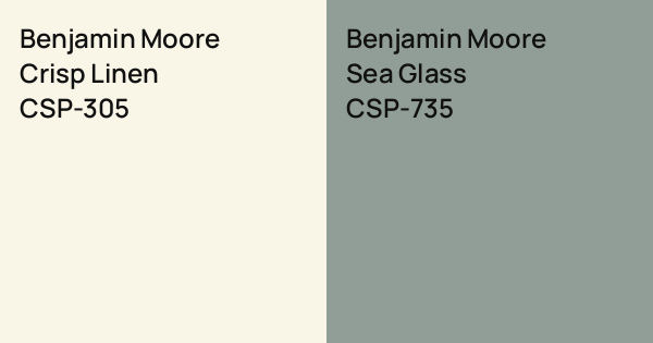 Benjamin Moore Crisp Linen vs. Benjamin Moore Sea Glass comparison
