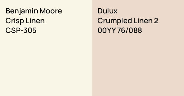 Benjamin Moore Crisp Linen vs. Dulux Crumpled Linen 2 comparison