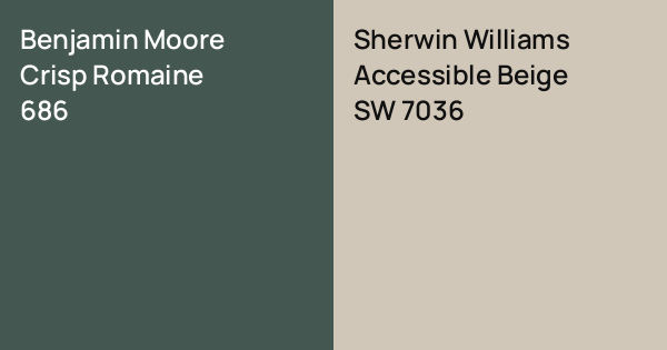 Benjamin Moore Crisp Romaine vs. Sherwin Williams Accessible Beige ...