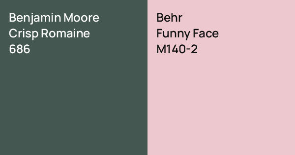 Benjamin Moore Crisp Romaine vs. Behr Funny Face comparison
