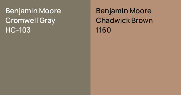 Benjamin Moore Cromwell Gray vs. Benjamin Moore Chadwick Brown comparison