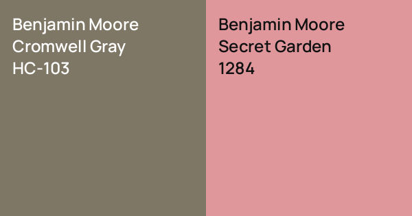 Benjamin Moore Cromwell Gray vs. Benjamin Moore Secret Garden comparison