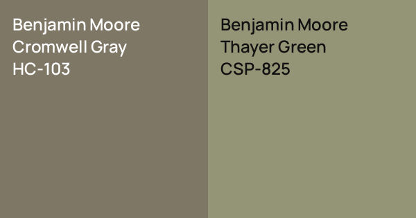 Benjamin Moore Cromwell Gray vs. Benjamin Moore Thayer Green comparison