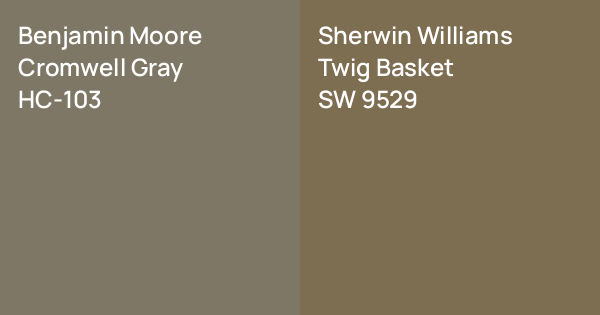 Benjamin Moore Cromwell Gray vs. Sherwin Williams Twig Basket comparison