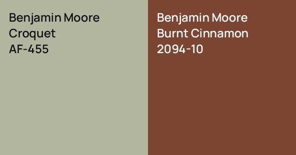 Benjamin Moore Croquet vs. Benjamin Moore Burnt Cinnamon comparison