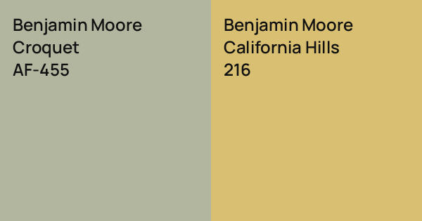 Benjamin Moore Croquet vs. Benjamin Moore California Hills comparison