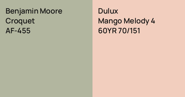 Benjamin Moore Croquet vs. Dulux Mango Melody 4 comparison