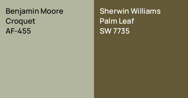 Benjamin Moore Croquet vs. Sherwin Williams Palm Leaf comparison
