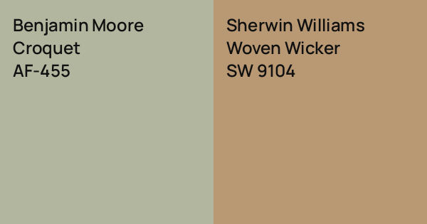 Benjamin Moore Croquet vs. Sherwin Williams Woven Wicker comparison