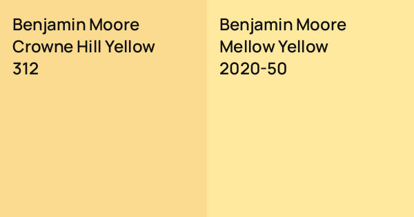 Benjamin Moore Crowne Hill Yellow vs. Benjamin Moore Mellow Yellow ...