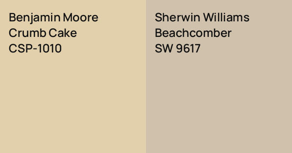 Benjamin Moore Crumb Cake vs. Sherwin Williams Beachcomber comparison