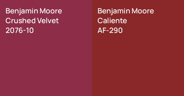 Benjamin Moore Crushed Velvet vs. Benjamin Moore Caliente comparison