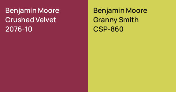 Benjamin Moore Crushed Velvet vs. Benjamin Moore Granny Smith comparison