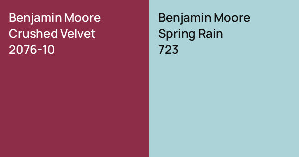 Benjamin Moore Crushed Velvet vs. Benjamin Moore Spring Rain comparison