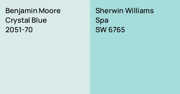 Benjamin Moore Crystal Blue vs. Sherwin Williams Spa comparison