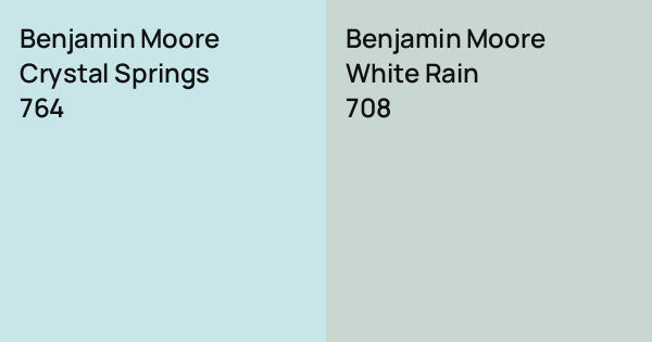 Benjamin Moore Crystal Springs vs. Benjamin Moore White Rain comparison