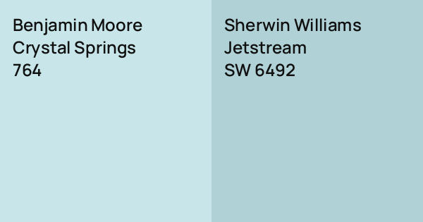 Benjamin Moore Crystal Springs vs. Sherwin Williams Jetstream comparison