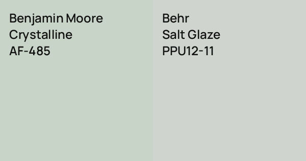 Benjamin Moore Crystalline vs. Behr Salt Glaze comparison