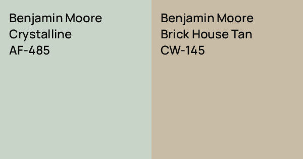 Benjamin Moore Crystalline vs. Benjamin Moore Brick House Tan comparison