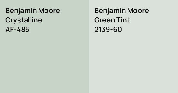 Benjamin Moore Crystalline vs. Benjamin Moore Green Tint comparison