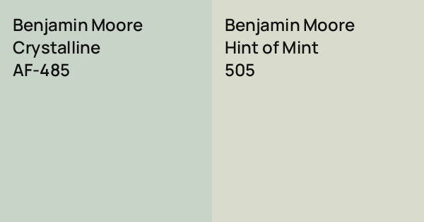 Benjamin Moore Crystalline vs. Benjamin Moore Hint of Mint comparison