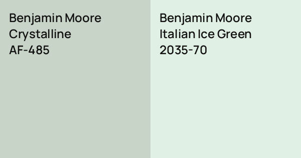Benjamin Moore Crystalline vs. Benjamin Moore Italian Ice Green comparison