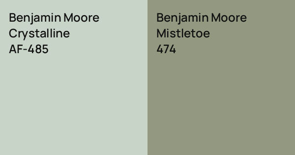 Benjamin Moore Crystalline vs. Benjamin Moore Mistletoe comparison