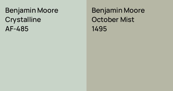 Benjamin Moore Crystalline vs. Benjamin Moore October Mist comparison
