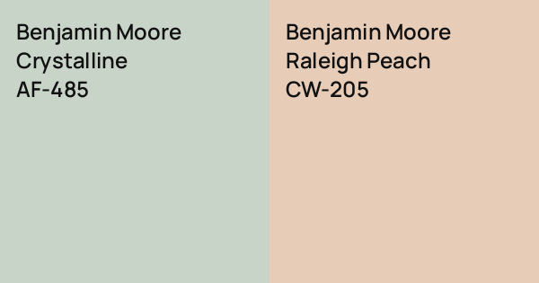 Benjamin Moore Crystalline vs. Benjamin Moore Raleigh Peach comparison