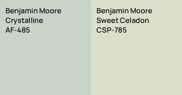 Benjamin Moore Crystalline vs. Benjamin Moore Sweet Celadon comparison