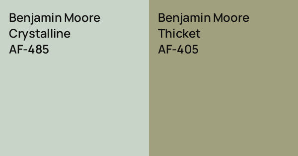 Benjamin Moore Crystalline vs. Benjamin Moore Thicket comparison