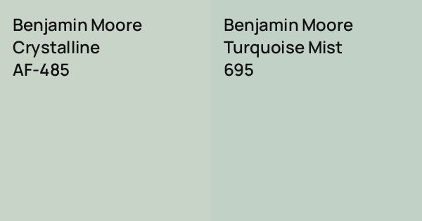 Benjamin Moore Crystalline vs. Benjamin Moore Turquoise Mist comparison