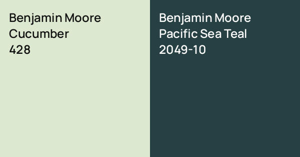 Benjamin Moore Cucumber vs. Benjamin Moore Pacific Sea Teal comparison