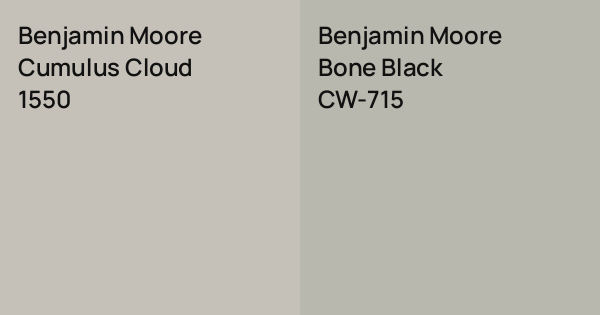 Benjamin Moore Cumulus Cloud vs. Benjamin Moore Bone Black comparison