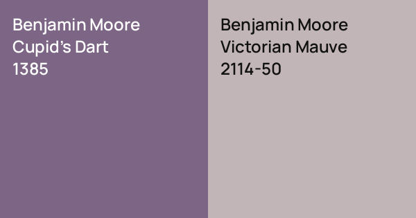 Benjamin Moore Cupid's Dart vs. Benjamin Moore Victorian Mauve comparison