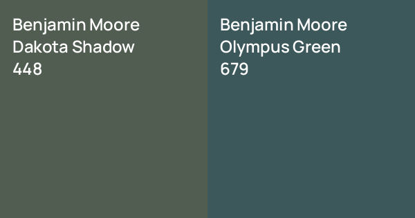 Benjamin Moore Dakota Shadow vs. Benjamin Moore Olympus Green comparison