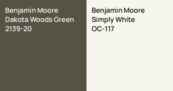 Benjamin Moore Dakota Woods Green vs. Benjamin Moore Simply White ...