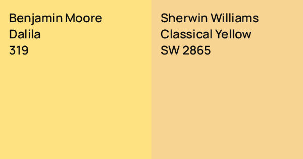 Benjamin Moore Dalila vs. Sherwin Williams Classical Yellow comparison
