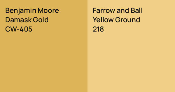 Benjamin Moore Damask Gold vs. Farrow and Ball Yellow Ground comparison