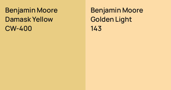 Benjamin Moore Damask Yellow vs. Benjamin Moore Golden Light comparison